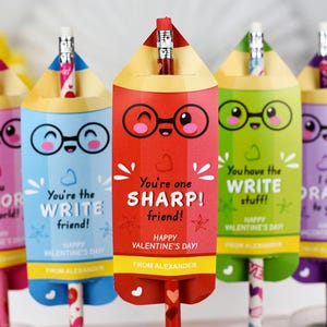 Printable Valentines Gift Pencil Holder Class Mates Gift Non Candy ...