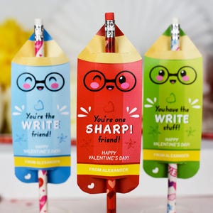 Printable Valentines Gift Pencil Holder Class Mates Gift Non Candy ...