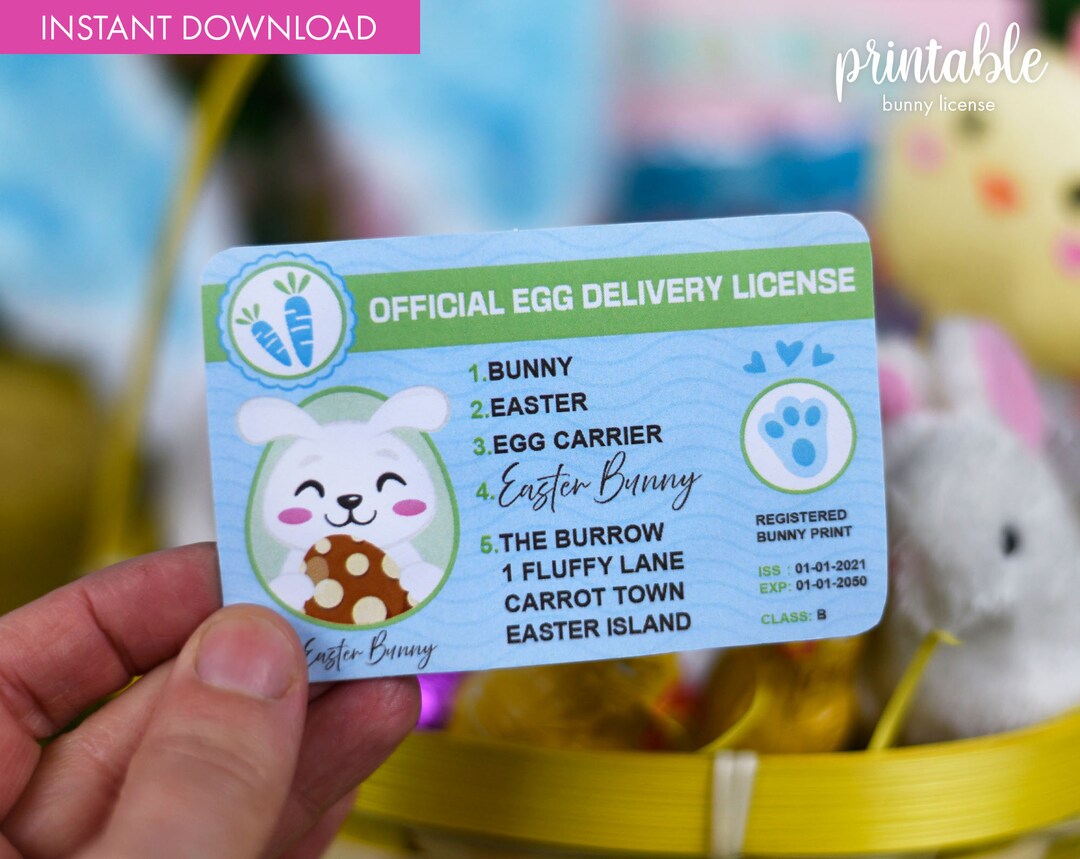 Printable Easter Bunny Drivers License Front and Back | Easter ...