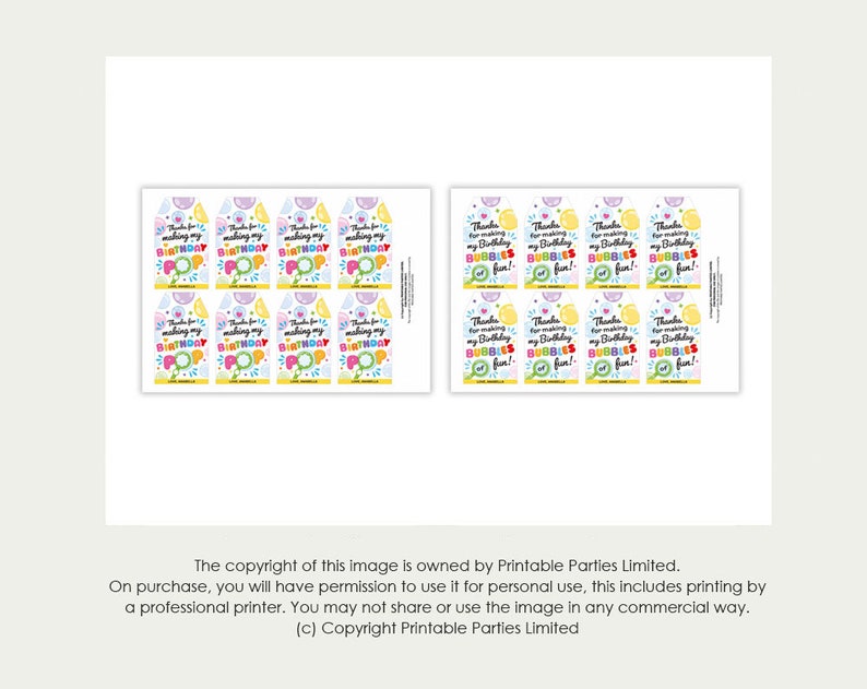 Printable Birthday Bubbles Favor Tag: Personalized Party Label (PDF) - Etsy