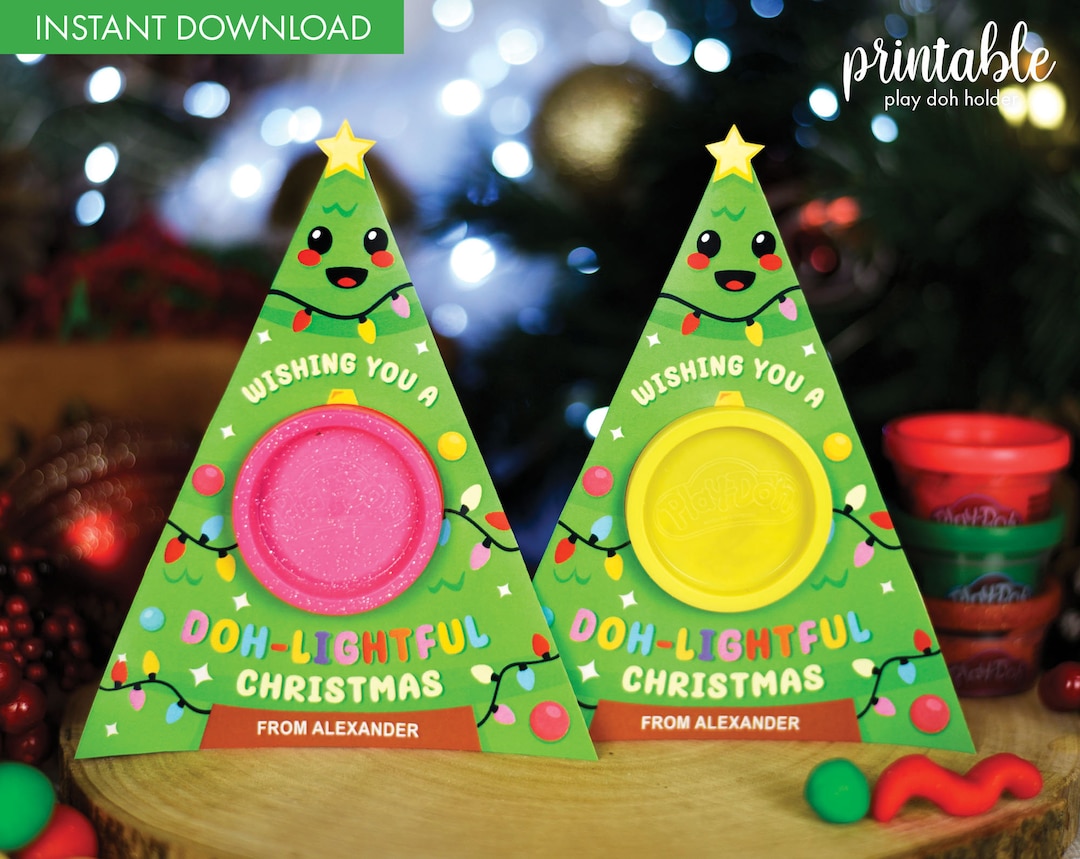 Christmas Tree Play Dough Holder | Printable Holiday Class Gifts | Non ...