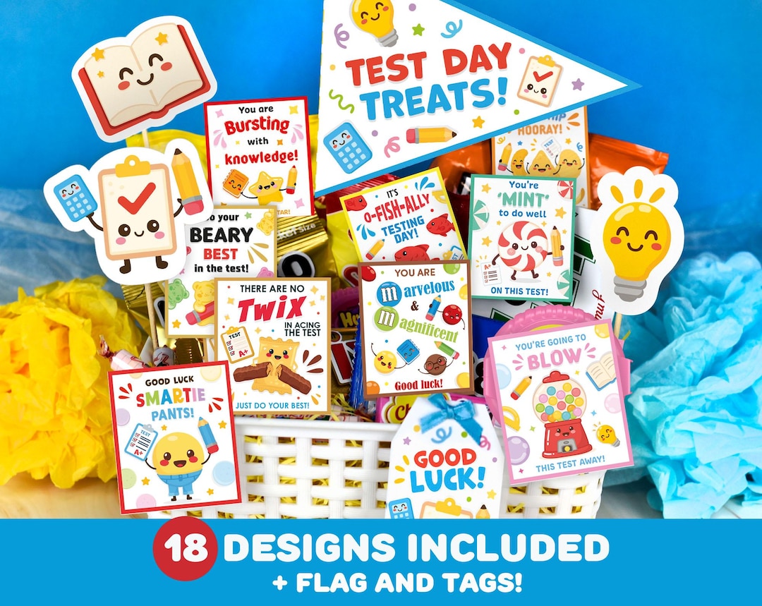 Printable Test Day Candy Grams: Motivational Cards & Gift Tags (digital ...