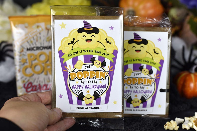 Printable Halloween Popcorn Gift Tag: Classroom Favor (digital Download ...