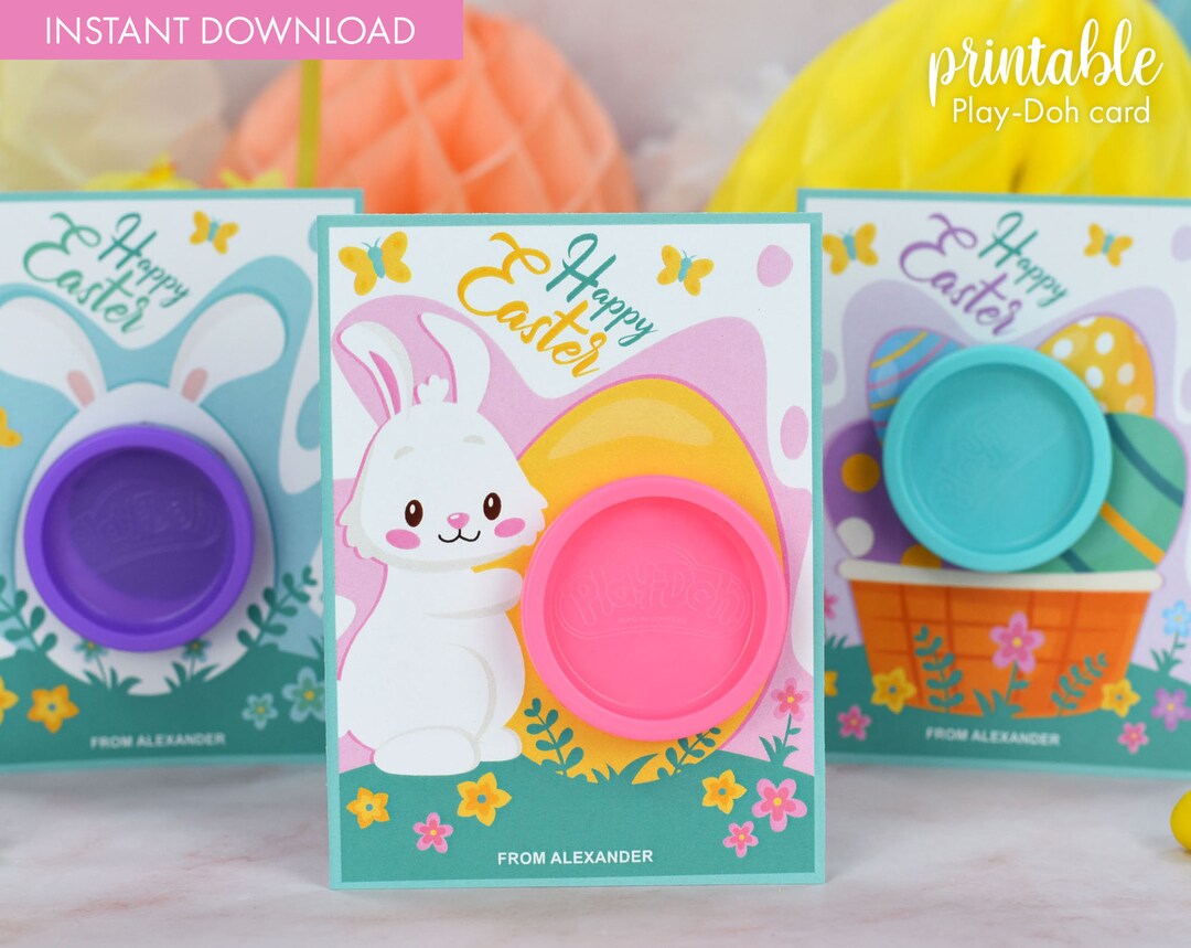 Play Dough Easter Gift Card Printable Class Easter Gifts Non-candy Gift ...