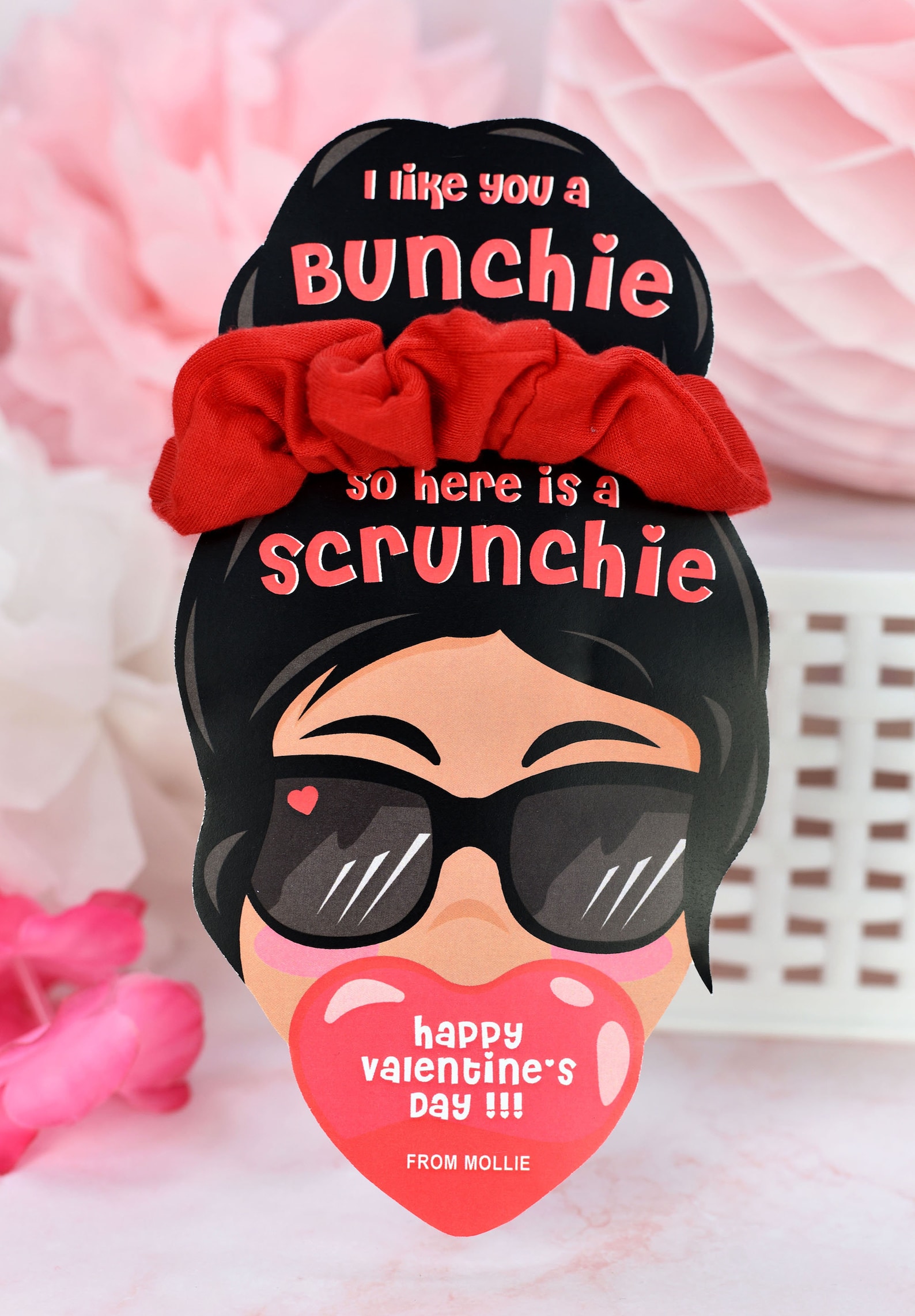 Kids Valentines Scrunchie Holder Card: Printable Classmate Gift (PDF ...