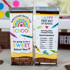 Printable Back to School Chocolate Bar Wrapper Rainbow - Etsy UK
