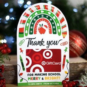 Printable Christmas Gift Card Holder for Teachers | Christmas Gift Card ...