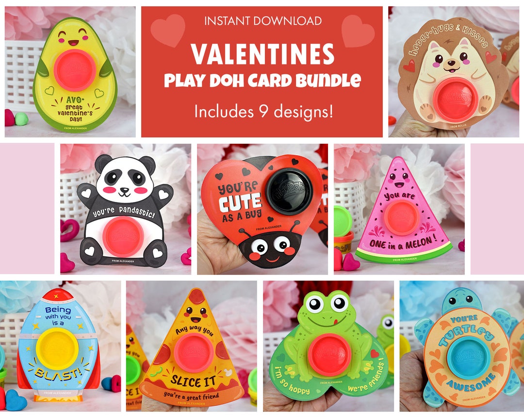 Play Dough Valentines Gift Card | Printable Class Mates Gift | Non ...