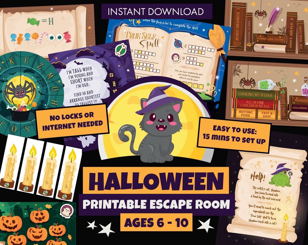 Halloween Escape Room Digital Download Printable Halloween Game DIY ...