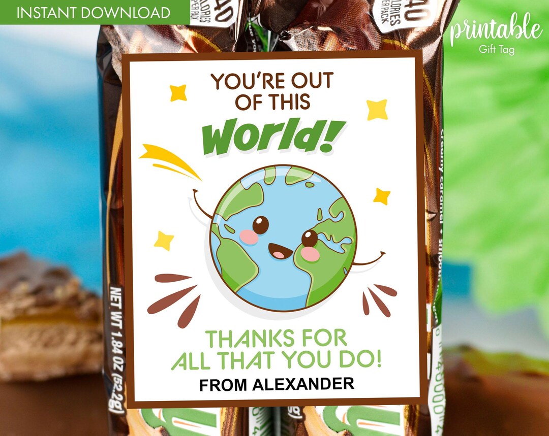 Printable Chocolate Candy Bar Thank You Gift Tag | Teacher Appreciation ...