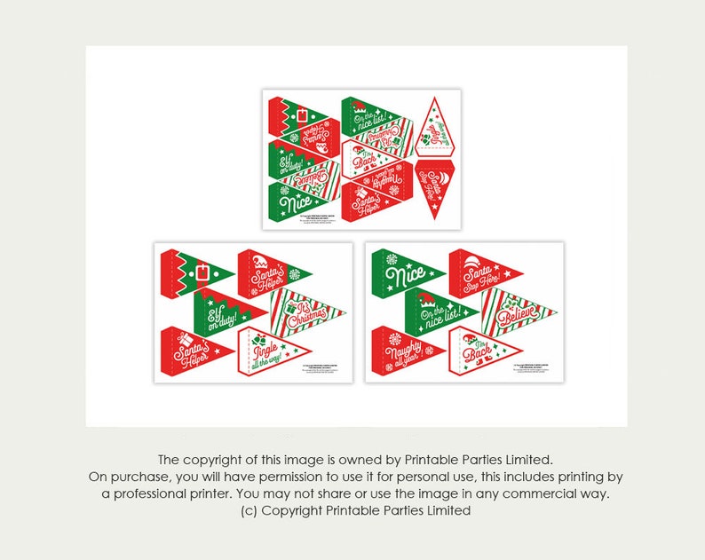Printable Christmas Elf Pennant Flags: Holiday Decor (PDF) - Etsy
