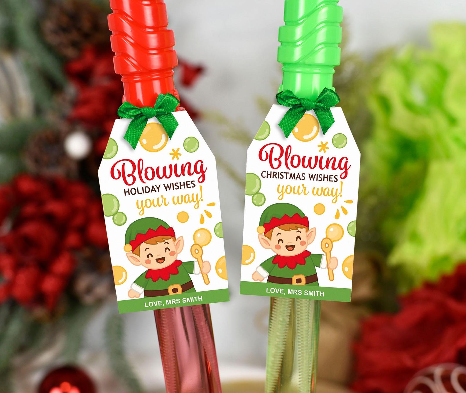 Printable Christmas Bubbles Gift Tag: 6 Designs Classroom Gift (PDF) - Etsy