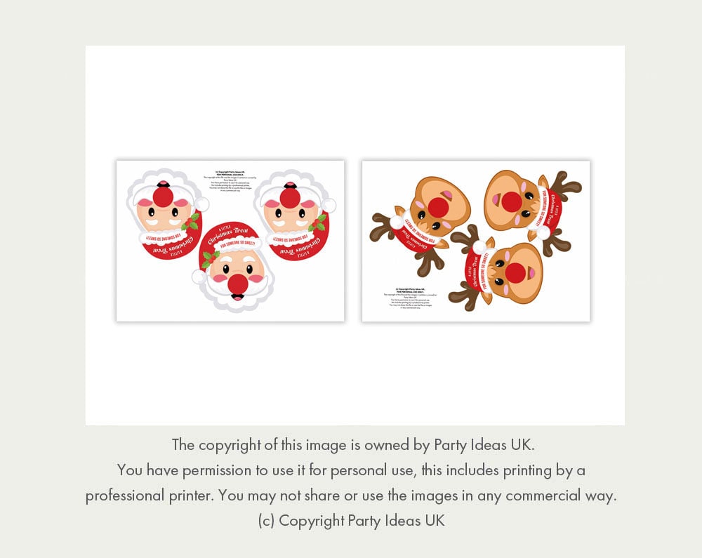 Printable Santa & Reindeer Lolly Holder: Christmas Candy Favor (PDF) - Etsy