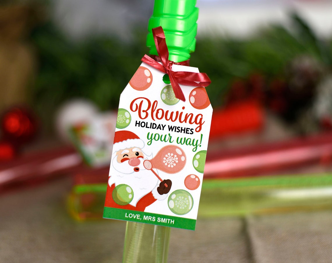 Printable Christmas Bubbles Gift Tag: Teacher Student Favor (PDF) - Etsy