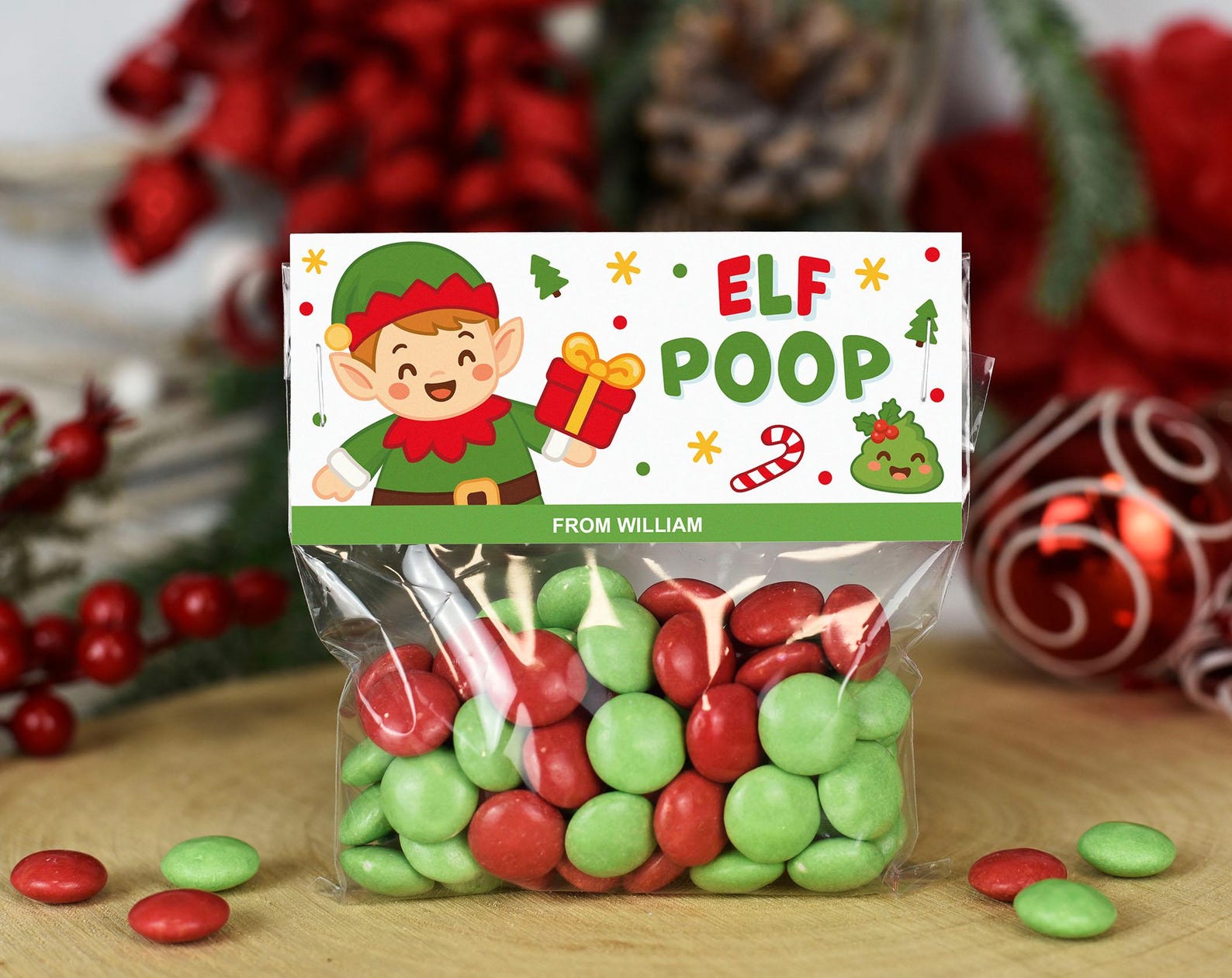 Christmas Treat Bag Toppers Set of 6 • Santa Kisses • Reindeer ...