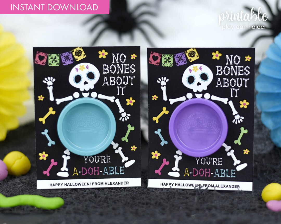 Printable Halloween Play Dough Holders | Skeleton Design | Non-candy ...