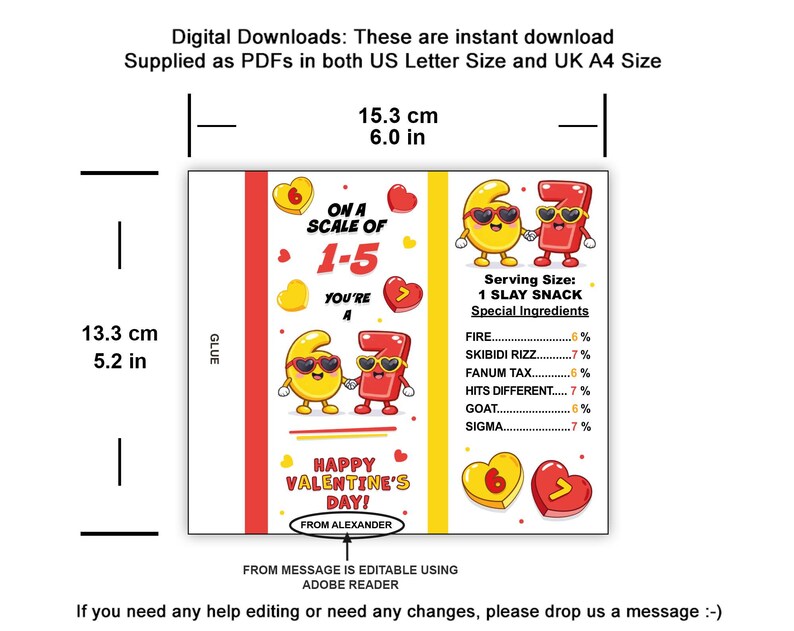 Valentine's Day 67 Candy Bar Wrapper for Kids & Tweens Gen Alpha Slang ...