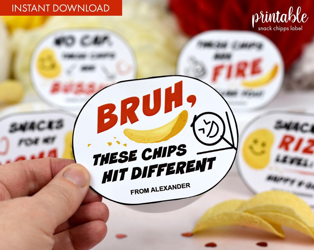 Printable Bruh Valentine's Day Snack Size Chips Labels Gen Alpha Slang ...