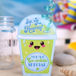 Printable Crazy Straw Gift Tag Holder | End of Term Gift | Teacher Gift ...