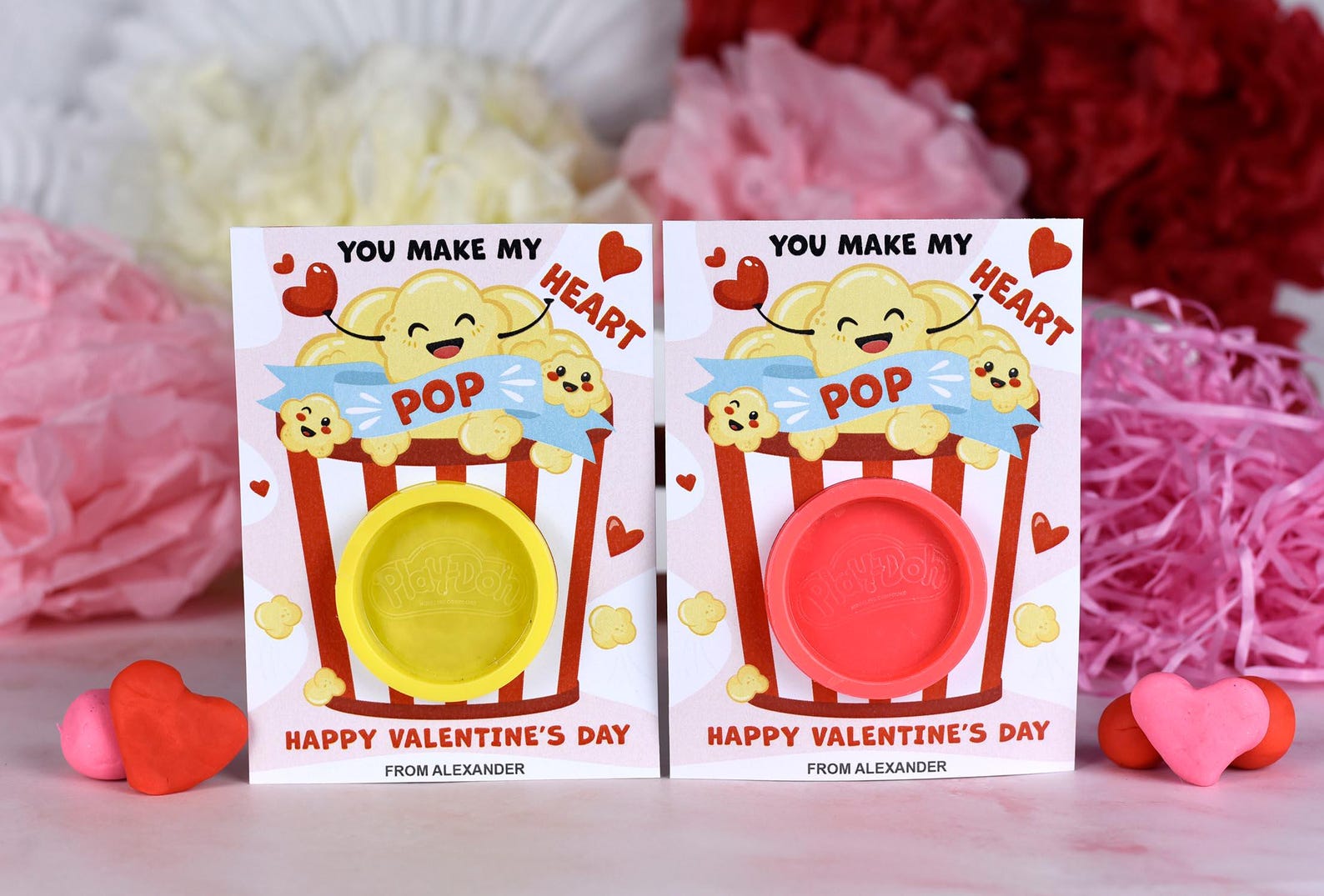 Tarjetas de San Valentín con plastilina: Regalo para el aula, 6 diseños ...