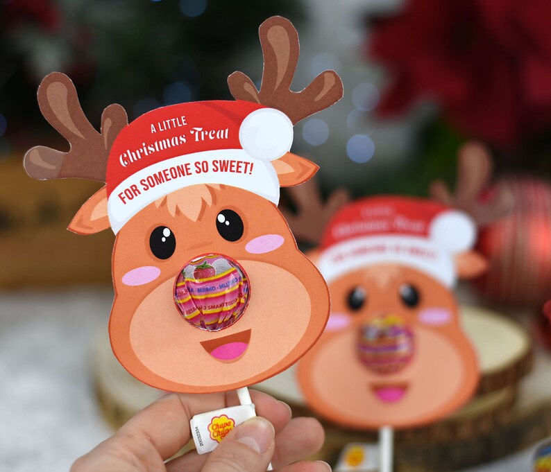 Printable Santa & Reindeer Lolly Holder: Christmas Candy Favor (PDF) - Etsy