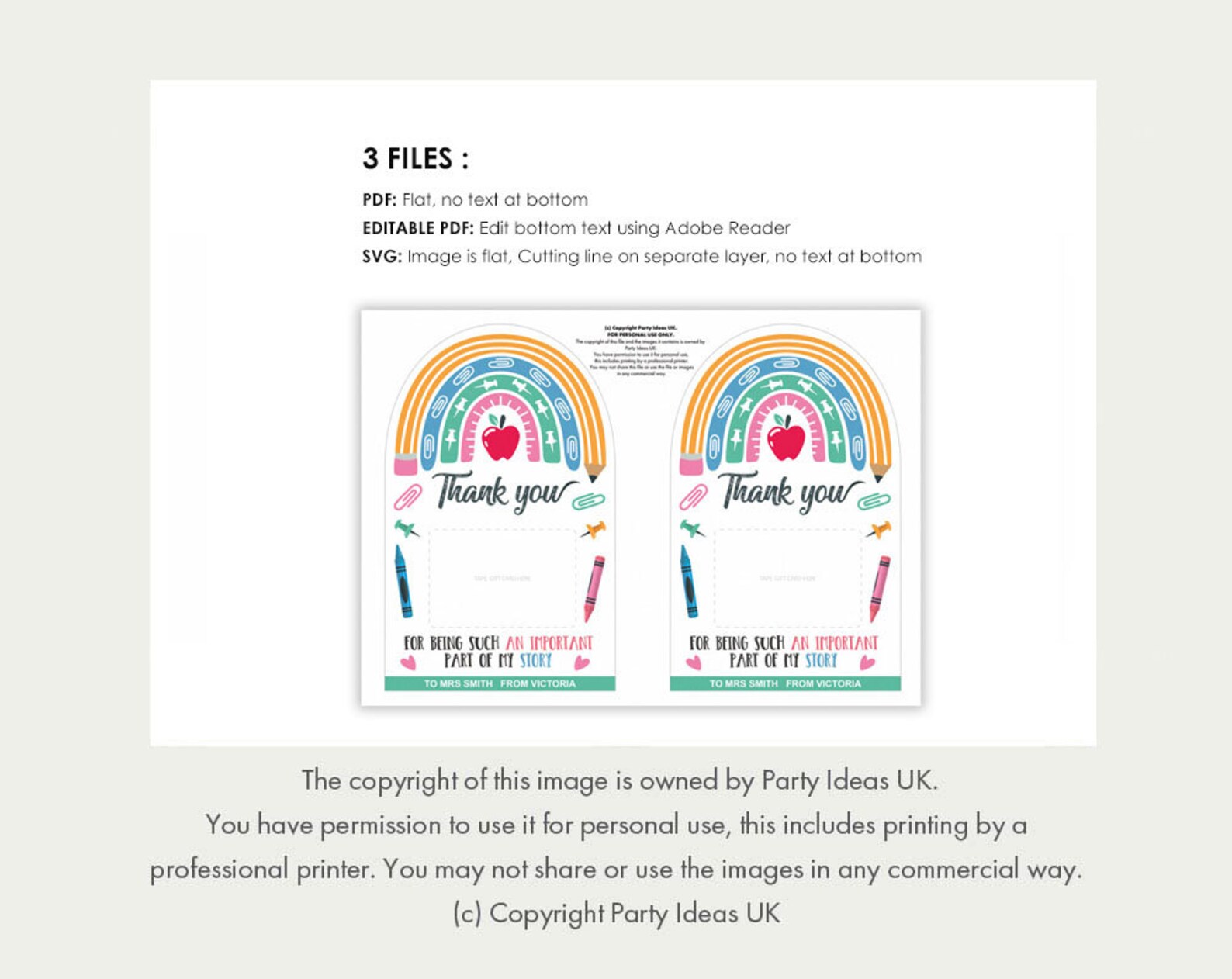 Printable Teacher Appreciation Gift Card Holder Personalized Teacher ...