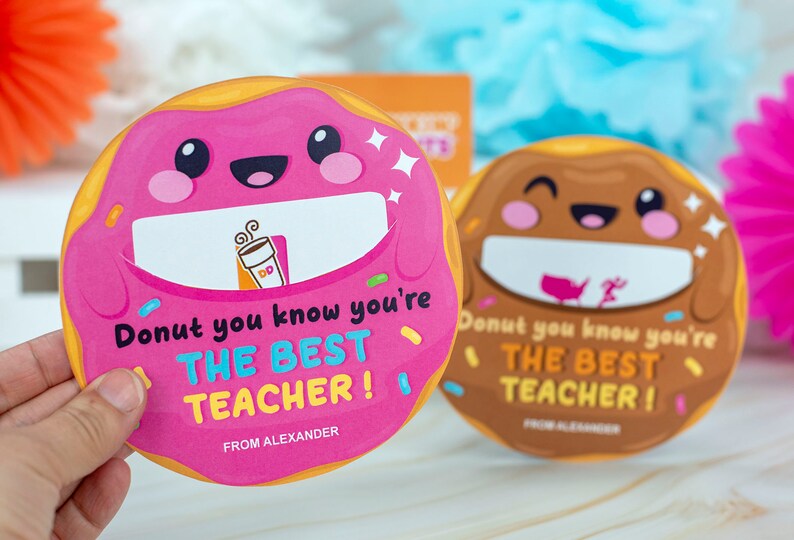 Printable Donut Teacher Appreciation Gift Card Holder (PDF) - Etsy