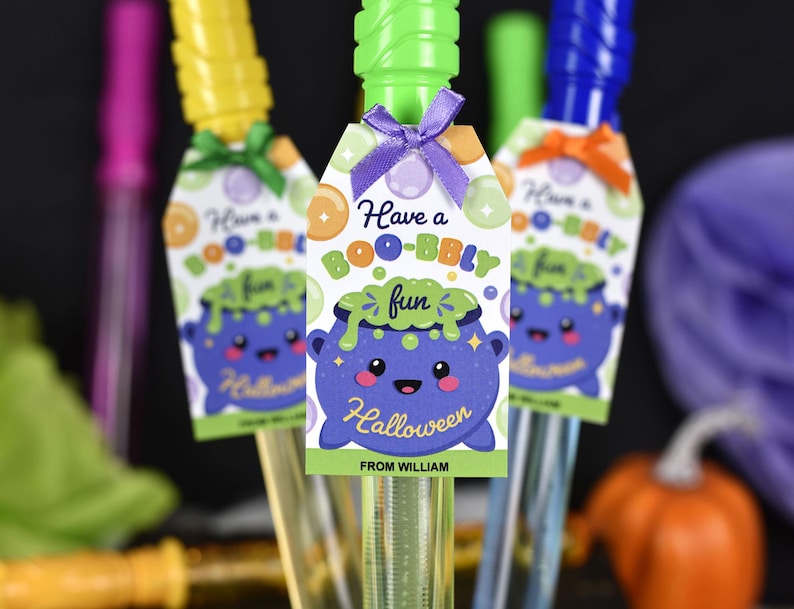 Printable Halloween Bubble Wand Tag: Personalized Favor (PDF) - Etsy