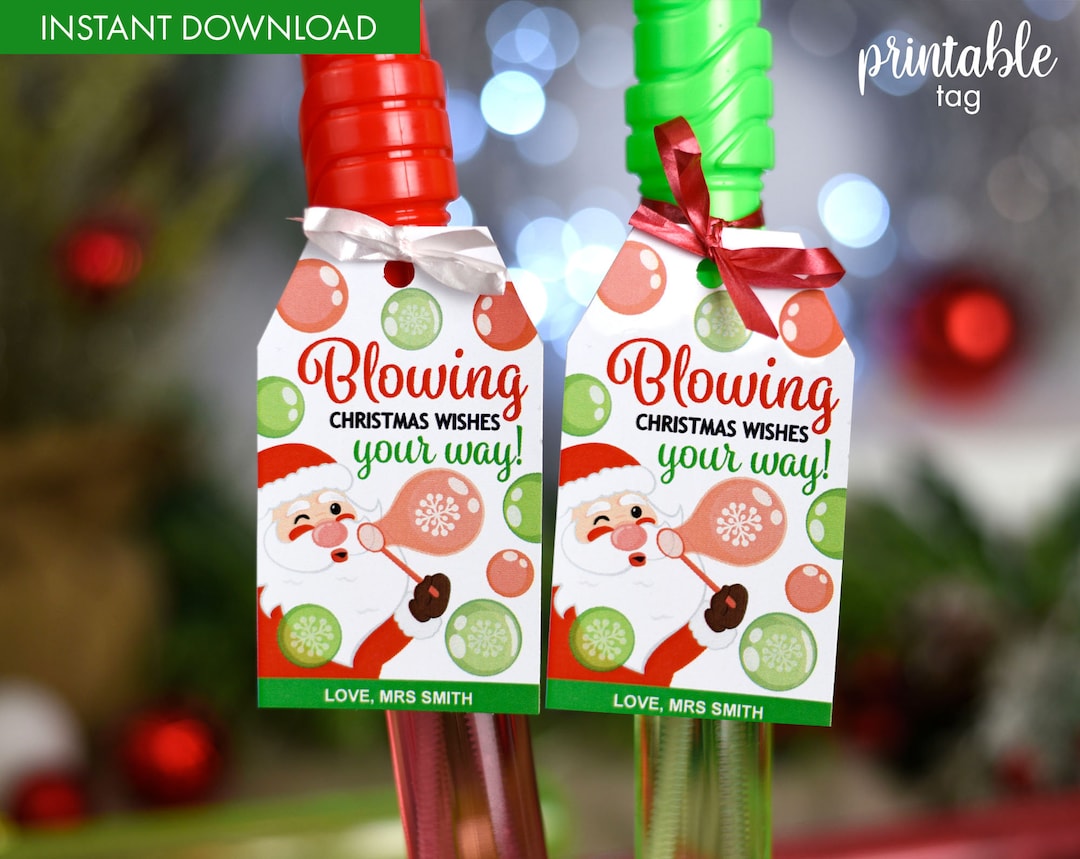 Printable Christmas Bubbles Gift Tag: Teacher Student Favor (PDF) - Etsy