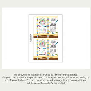 Printable Back to School Chocolate Bar Wrapper Rainbow - Etsy UK