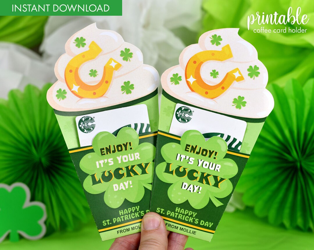 St Patricks Day Coffee Card Holder | Printable Gift Card Holder | St ...