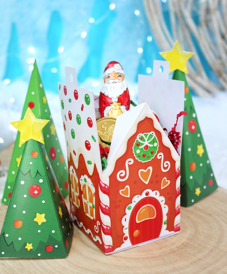 Printable Christmas Gingerbread House Box and Christmas Tree - Etsy