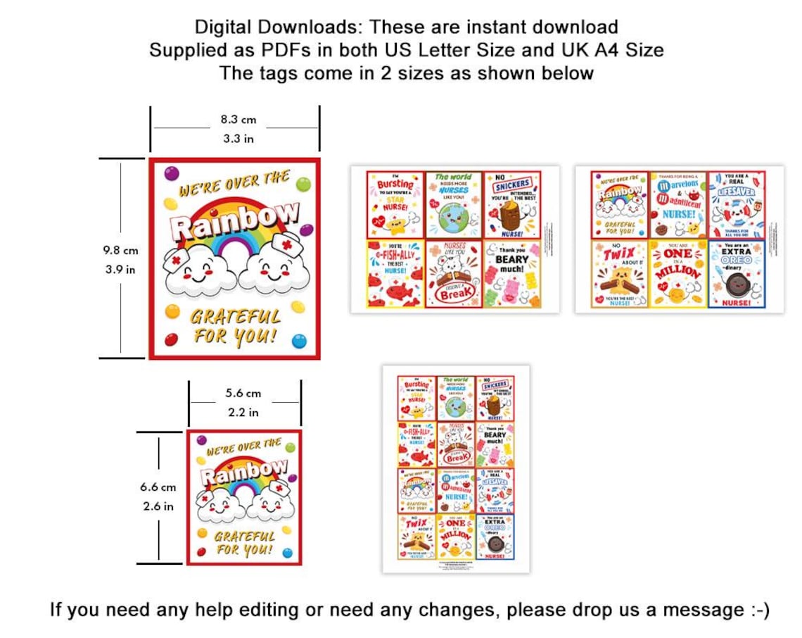Printable Nurse Appreciation Candy Grams: Gift Tags (digital Download ...