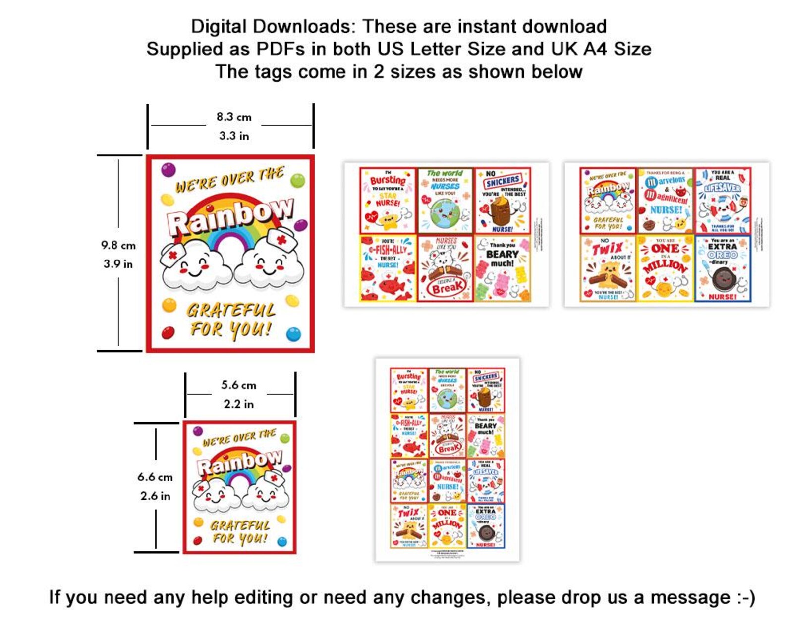 Printable Nurse Appreciation Candy Grams: Gift Tags (digital Download ...