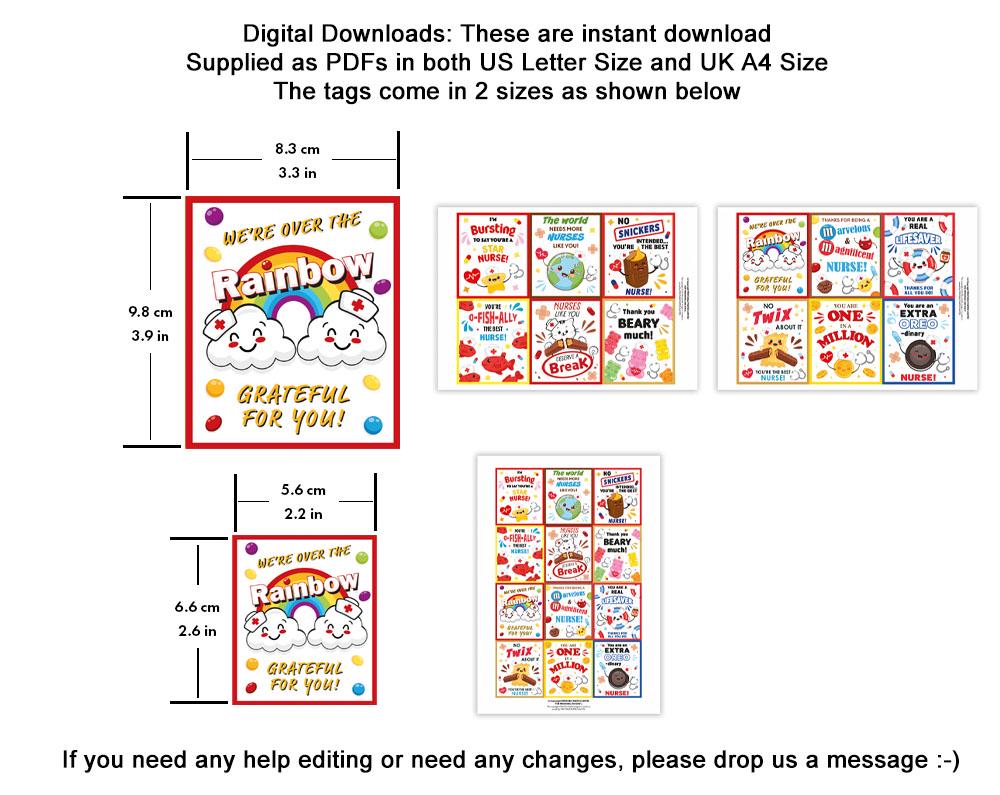 Printable Nurse Appreciation Candy Grams: Gift Tags (digital Download ...