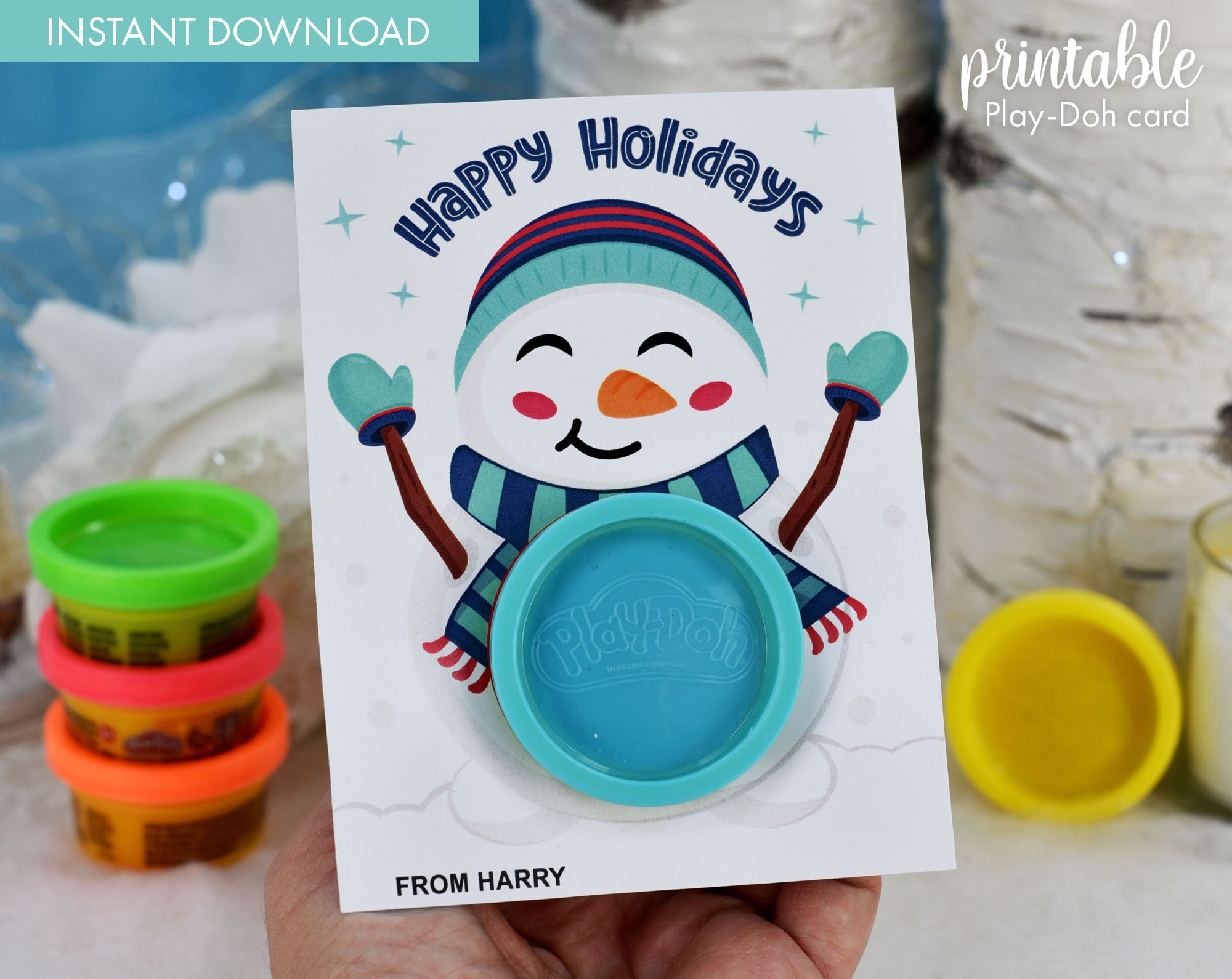 Play Dough Christmas Gift Card | Printable Class Holiday Gifts Non ...