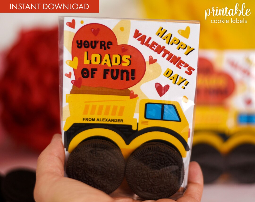 Valentines Truck Cookie Labels Printable Valentine's Day Favor Bags ...