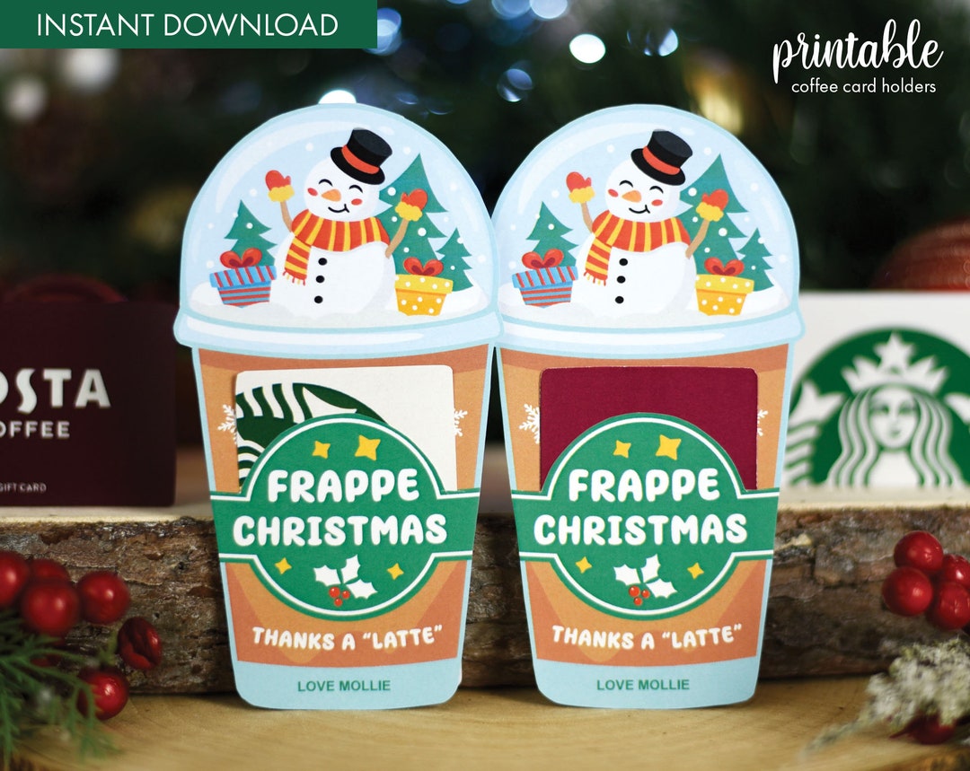 Printable Christmas Coffee Card Holder Frappe Christmas Card Holder ...