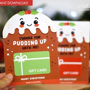 Christmas Gift Card Holder Printable Pudding Christmas Card - Etsy