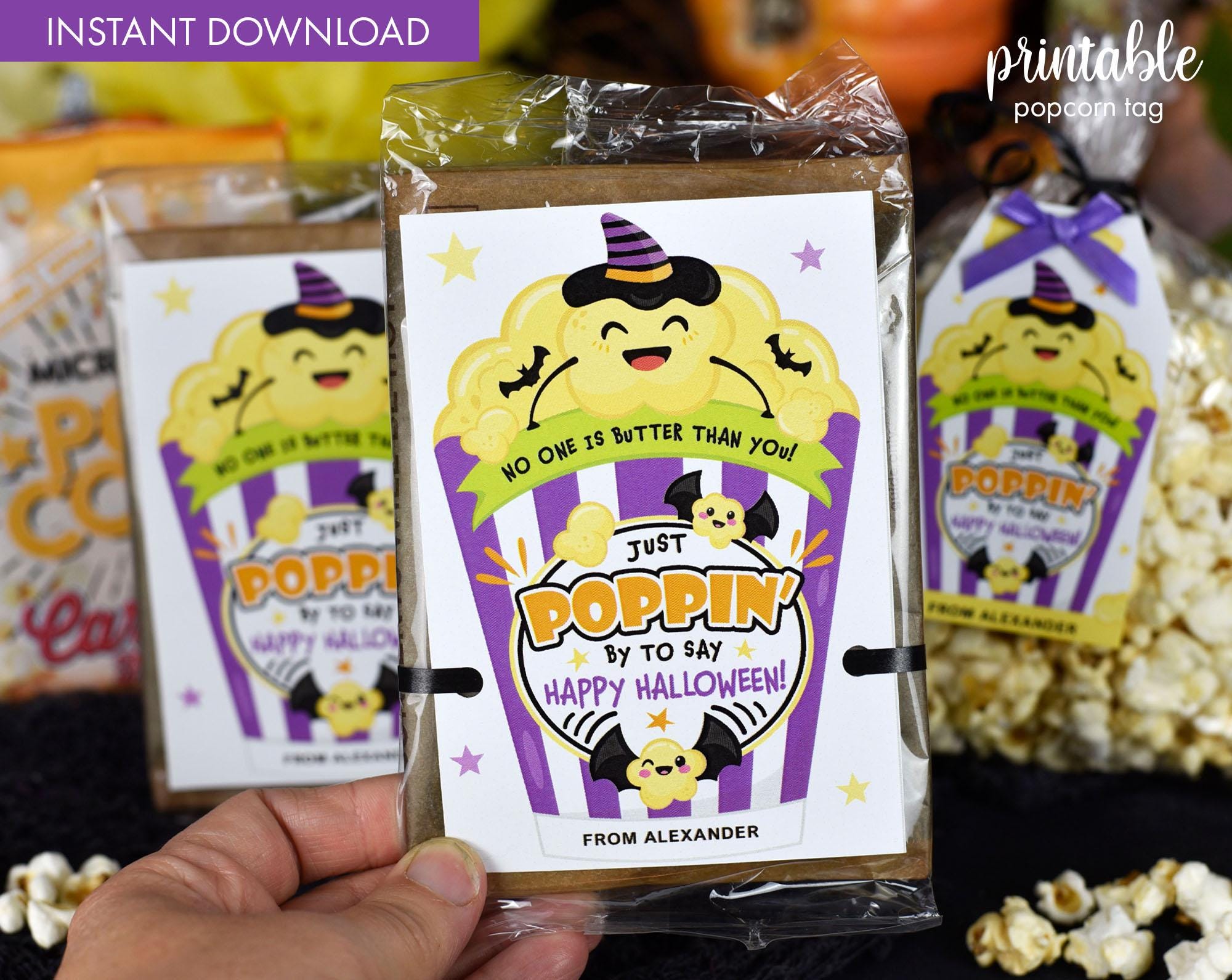 Printable Halloween Popcorn Gift Tag: Classroom Favor (digital Download ...