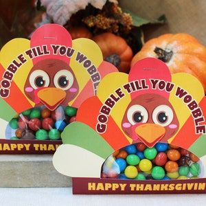 Printable Thanksgiving Turkey Treat Wrap: 'gobble Till You Wobble' (PDF ...