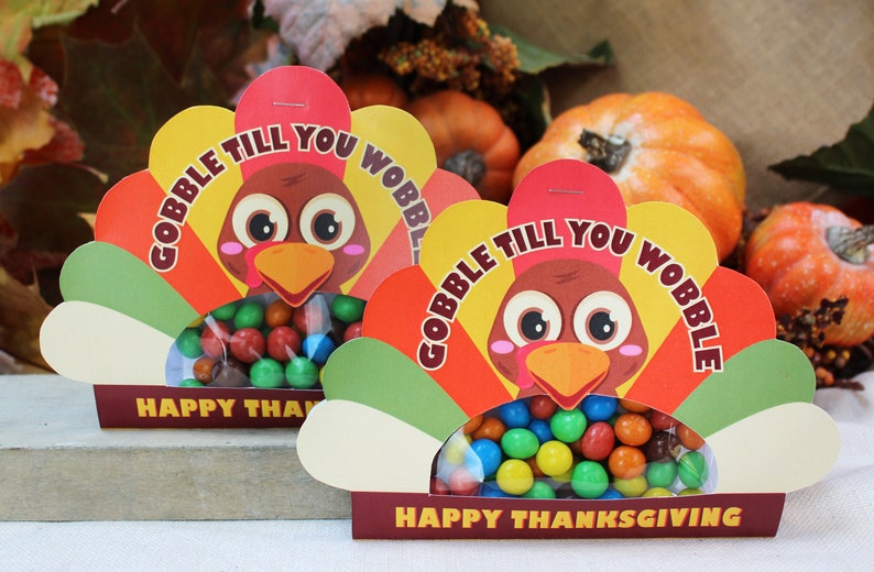Printable Thanksgiving Turkey Treat Wrap: 'gobble Till You Wobble' (PDF ...