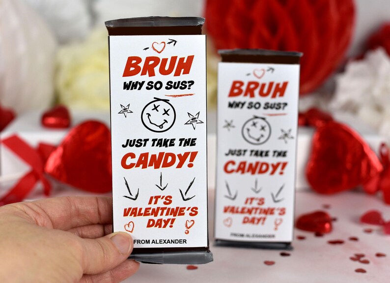 Printable Valentines Candy Bar Wrapper: Bruh Classroom Gift (PDF) - Etsy