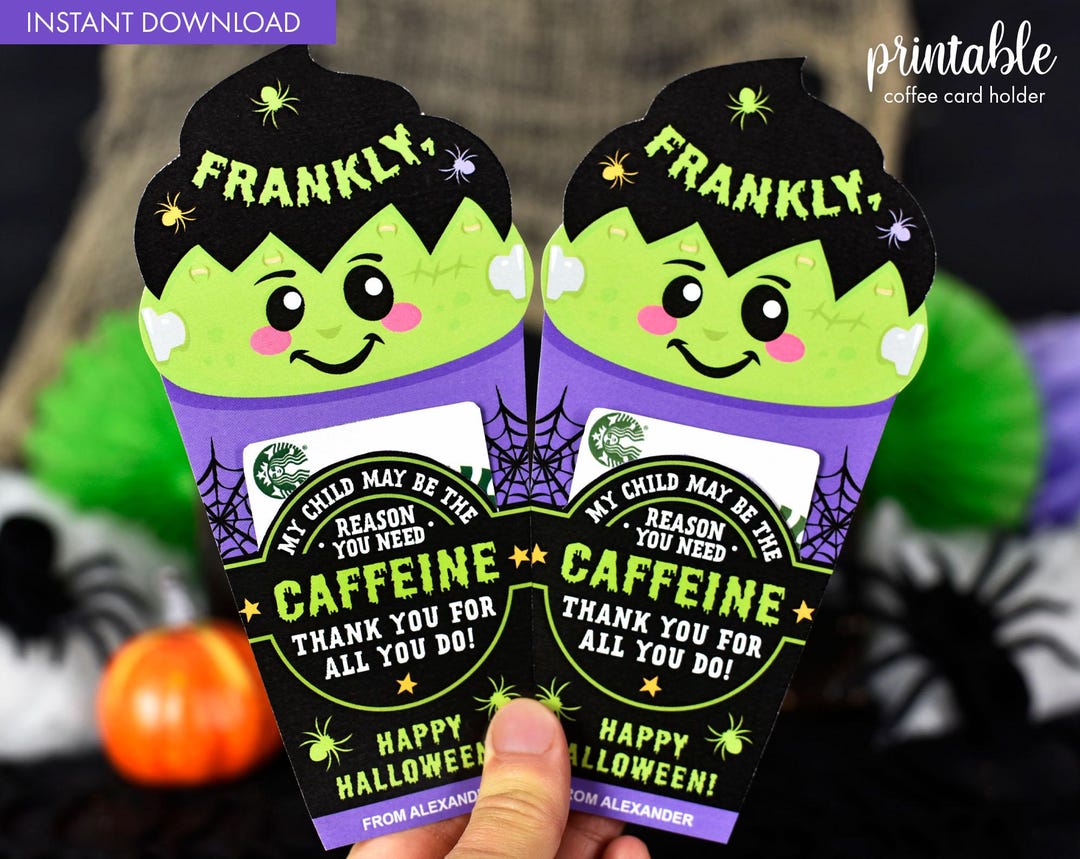Printable Halloween Coffee Card Holder | Teacher Appreciation Gift ...