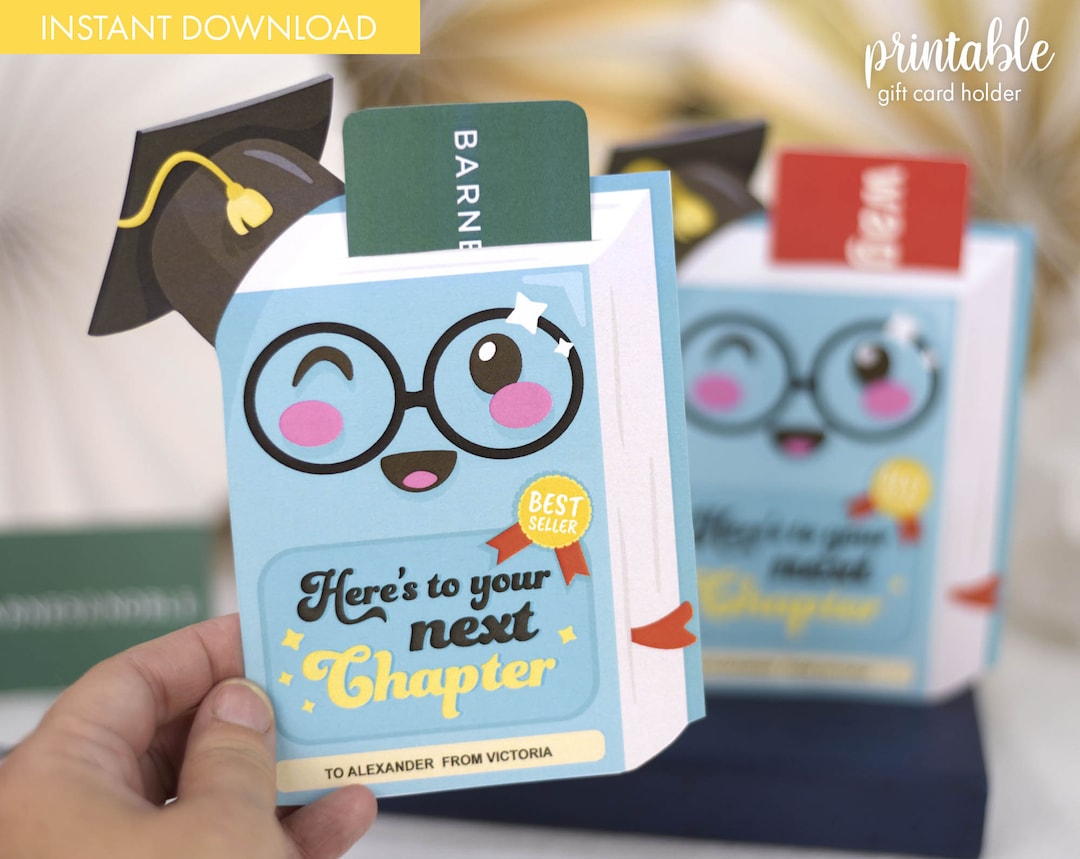 Printable Graduation Gift Card Holder Book Shape | Coffee Card Holder ...