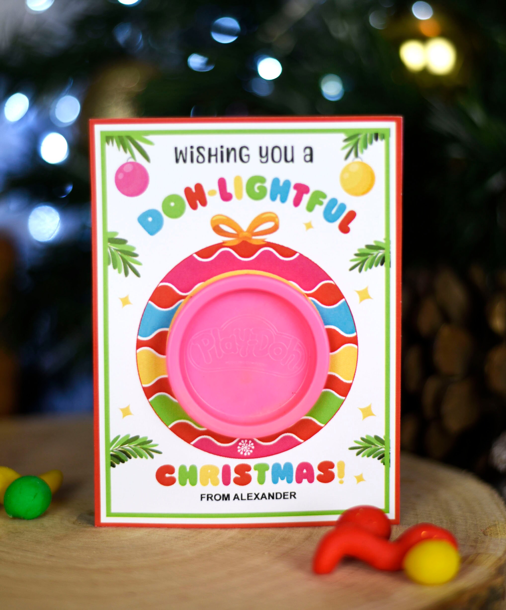 Play Dough Christmas Bauble Gift Card | Printable Class Holiday Gifts ...