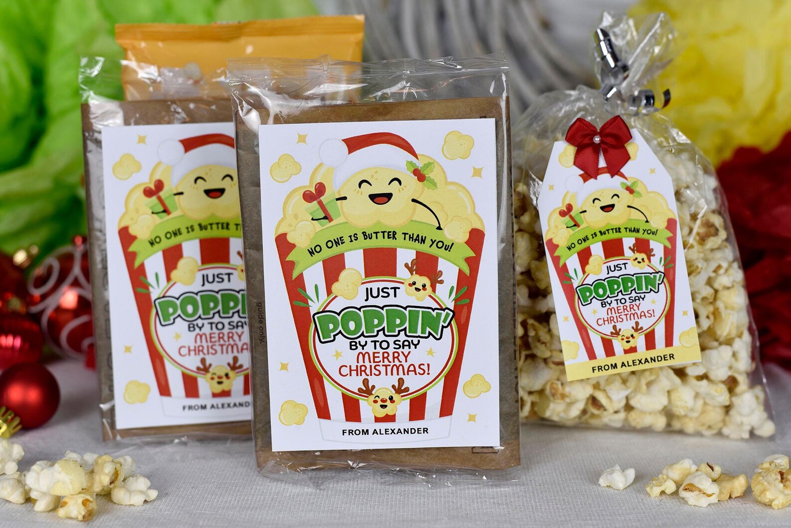 Printable Christmas Popcorn Gift Tag: Classroom Favor (digital Download ...