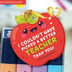 Printable Teacher Appreciation Gift Tag Back to School Tags - Etsy