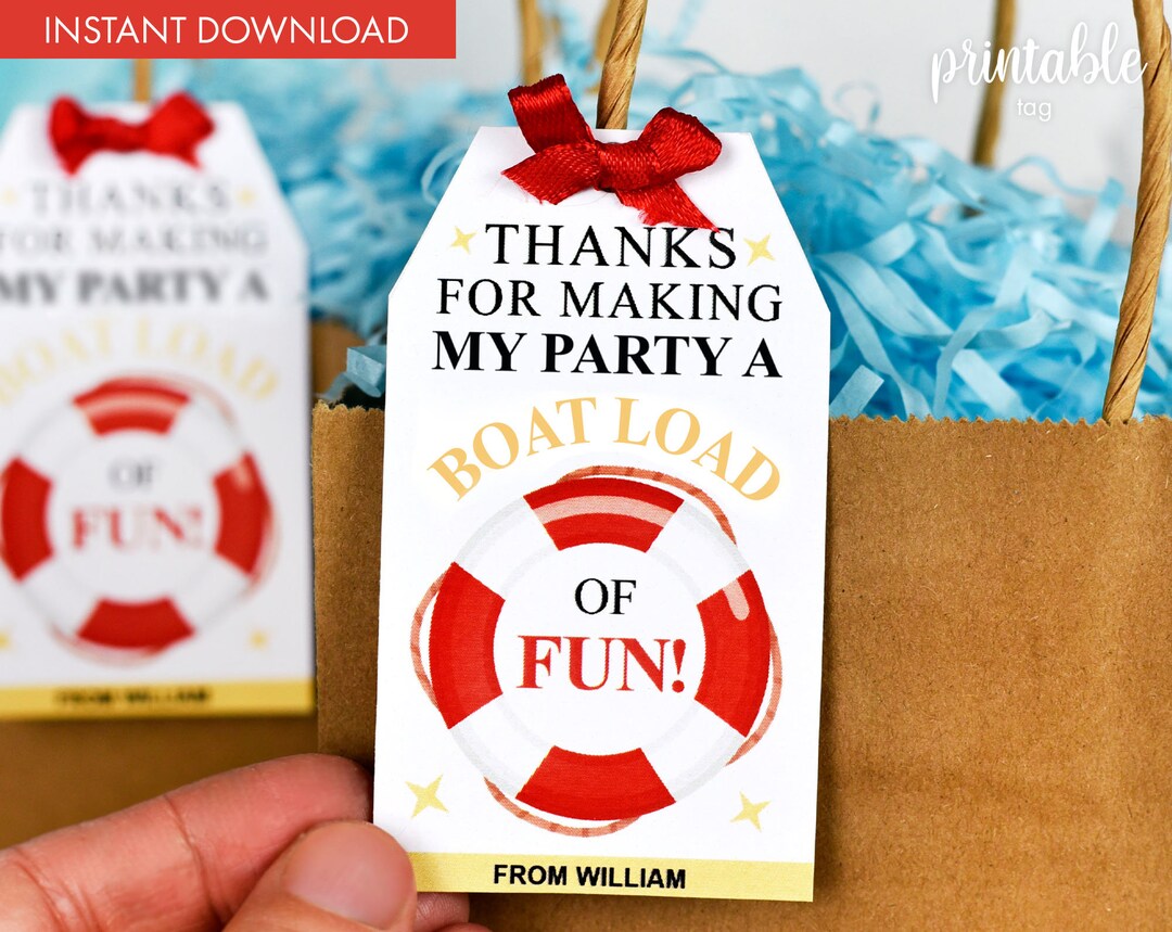 Printable Boat Birthday Party Gift Tag | Personalized Favor Tag ...