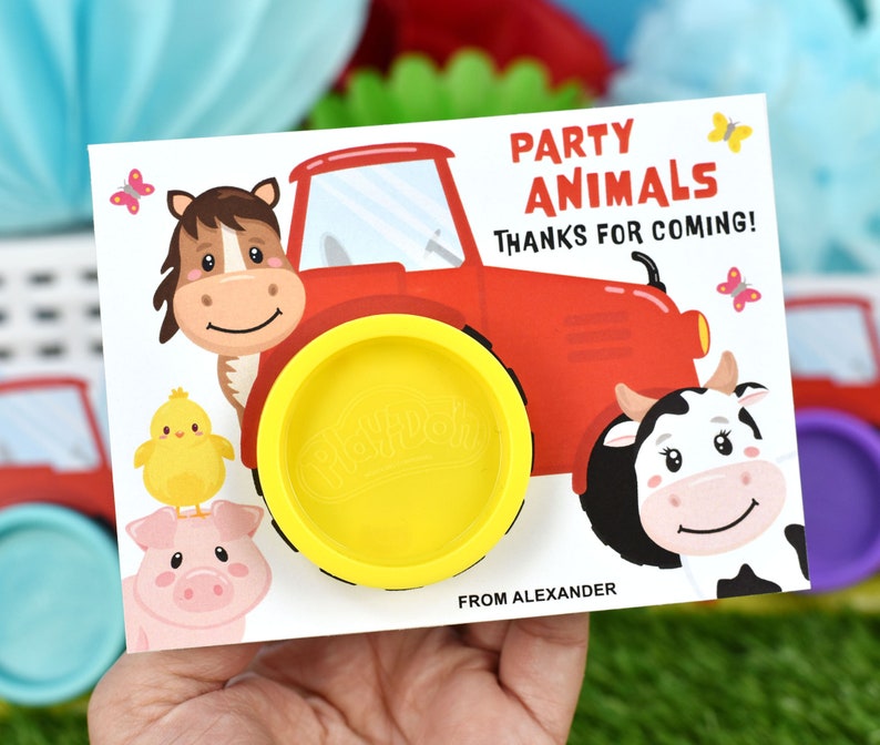 Printable Farm Animals Birthday Party Play-doh Gift Card Favor - Etsy